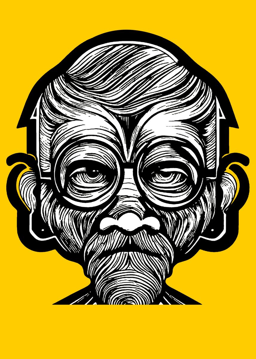 'Old Man Line Art' Poster by Arief Sapta Adjie | Displate