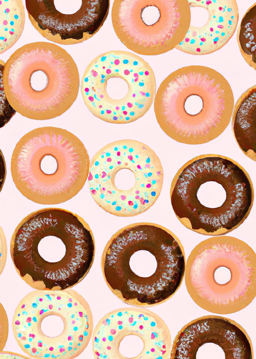 'Donuts Pattern' Poster, picture, metal print, paint by maxdesign ...