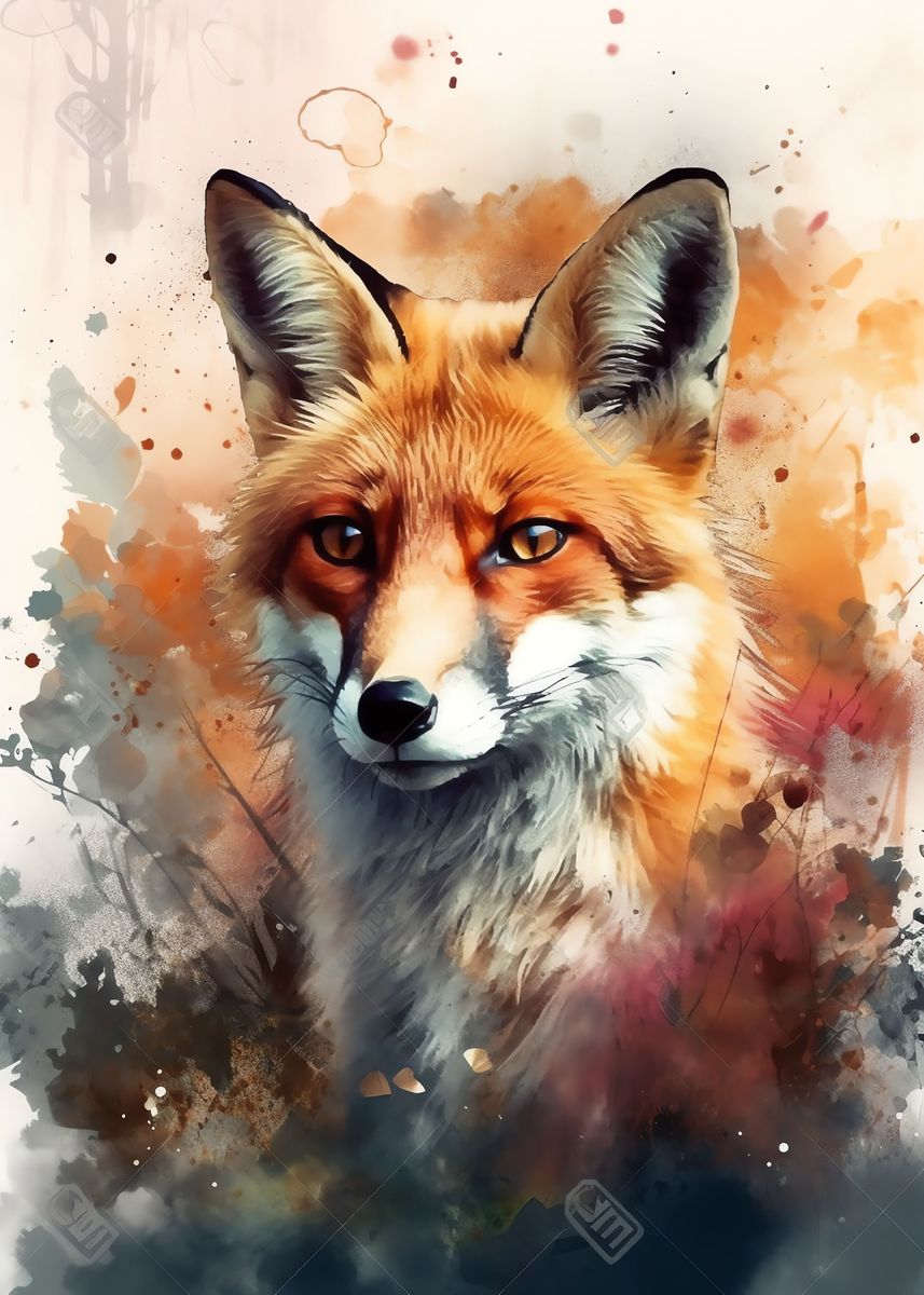 'Fox Nature' Poster, picture, metal print, paint by Micheal Wick | Displate