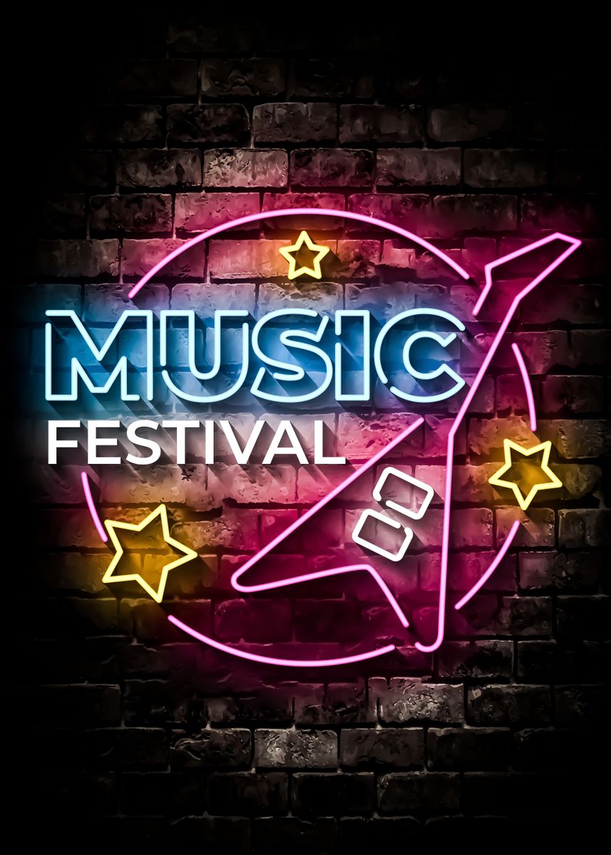 'Music Festival Neon' Poster, picture, metal print, paint by NowFak ...