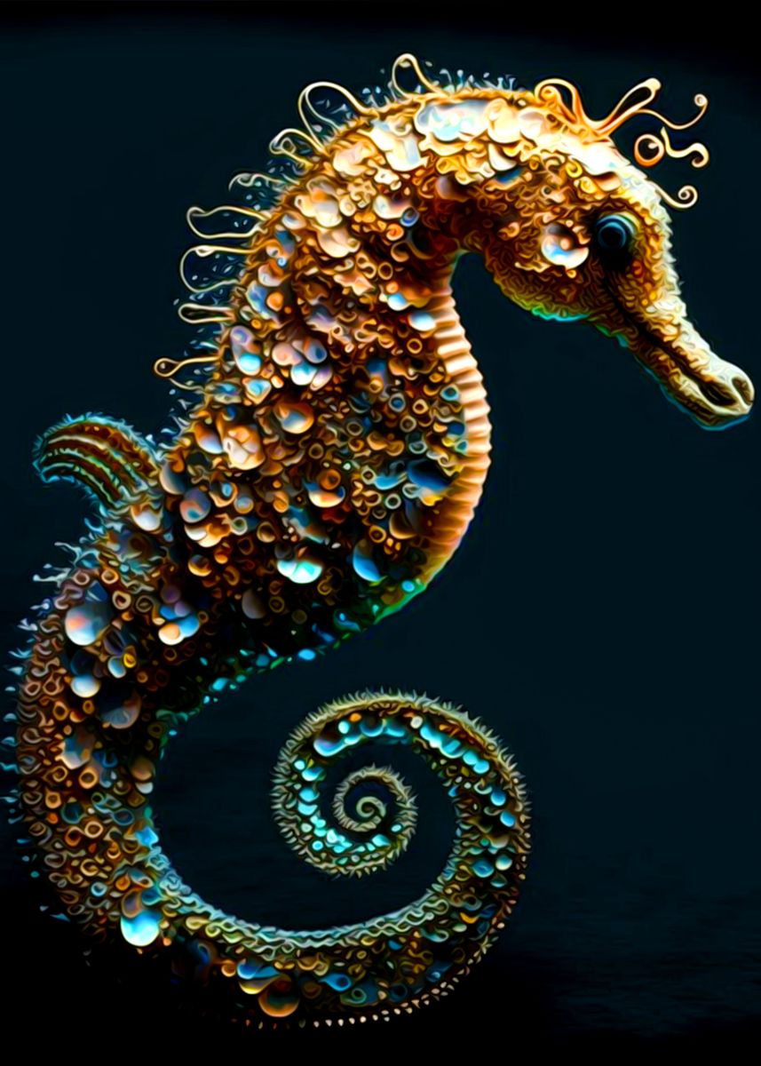 'Seahorse' Poster, picture, metal print, paint by minh doan | Displate