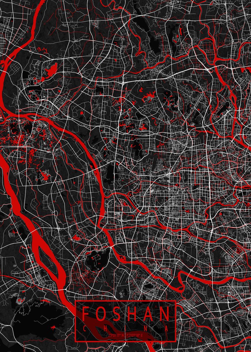 'Foshan City Map Oriental' Poster by deMAP Studio | Displate