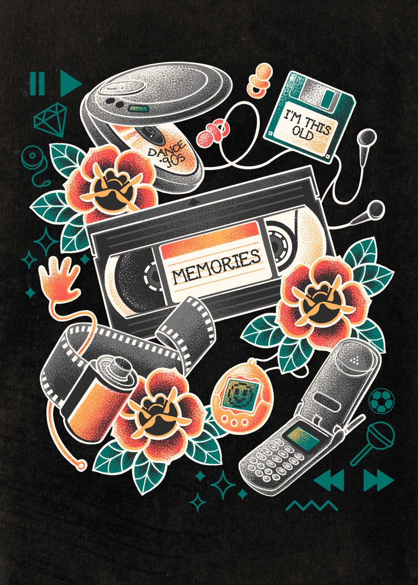 '90s old memories' Poster, picture, metal print, paint by NemiMakeit ...