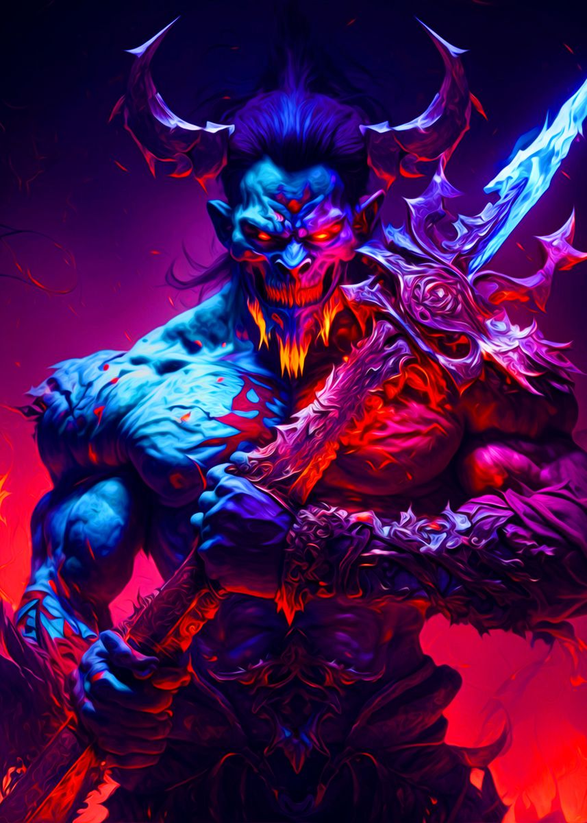 'Demon Warrior' Poster, picture, metal print, paint by khoa doan | Displate