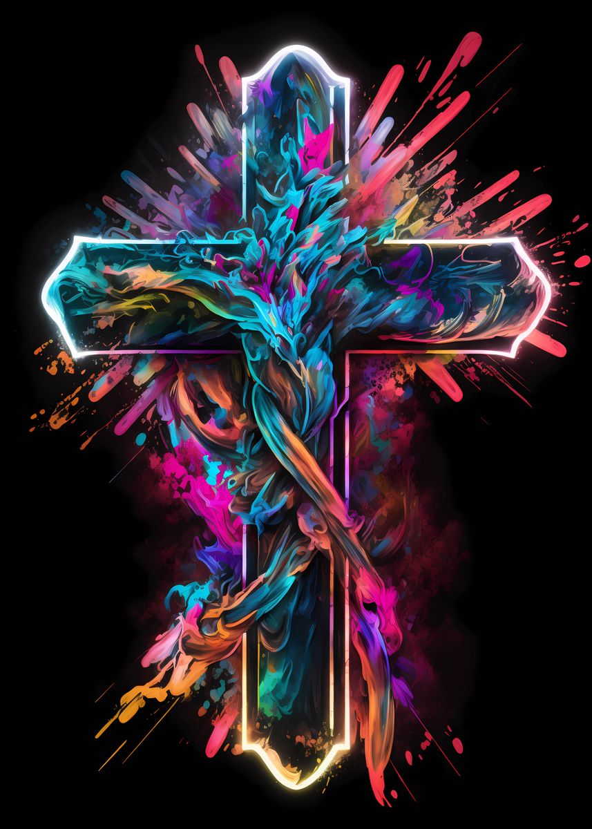 'Cross watercolor art' Poster, picture, metal print, paint by Jiri ...