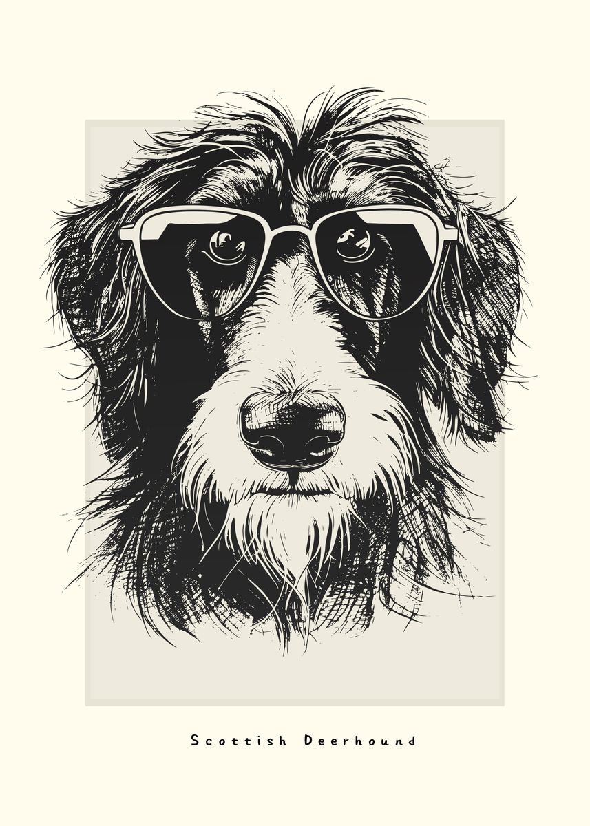 'Scottish Deerhound Sketch' Poster, picture, metal print, paint by Rafael Dxgn | Displate