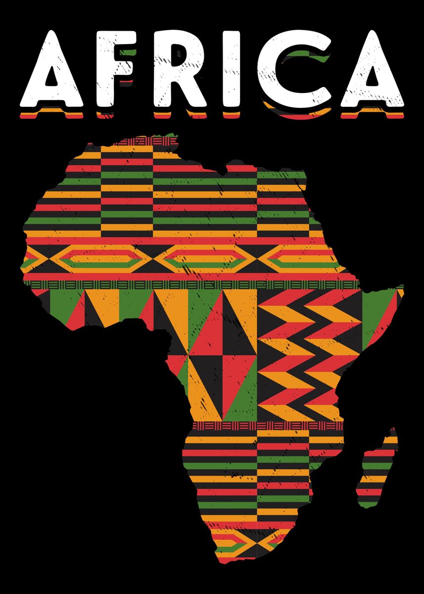 'Africa Map Kente' Poster, picture, metal print, paint by ...