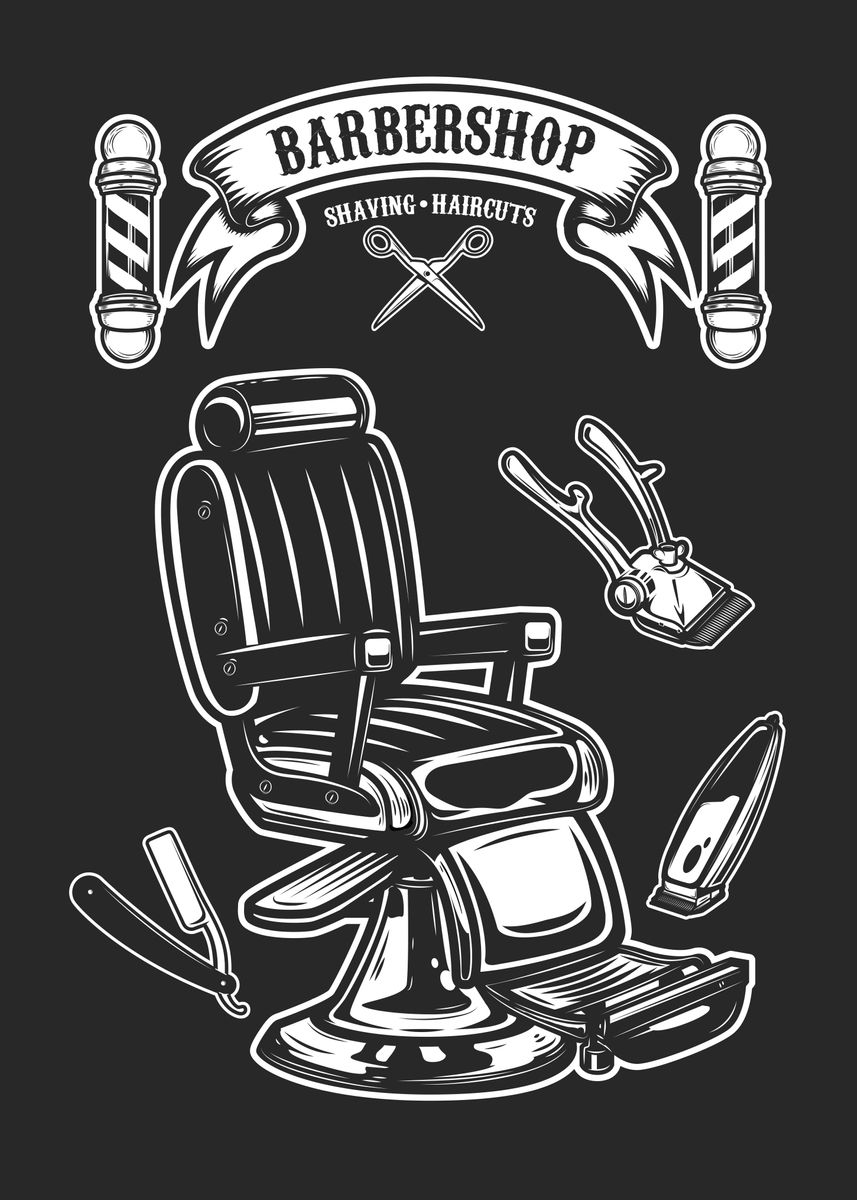 'Barber shop poster ' Poster, picture, metal print, paint by ...