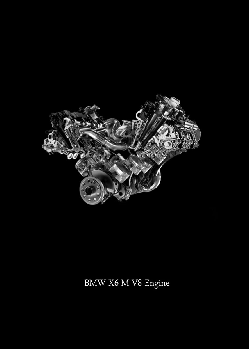 'BMW X6 M V8 Engine' Poster, picture, metal print, paint by ke ke ...