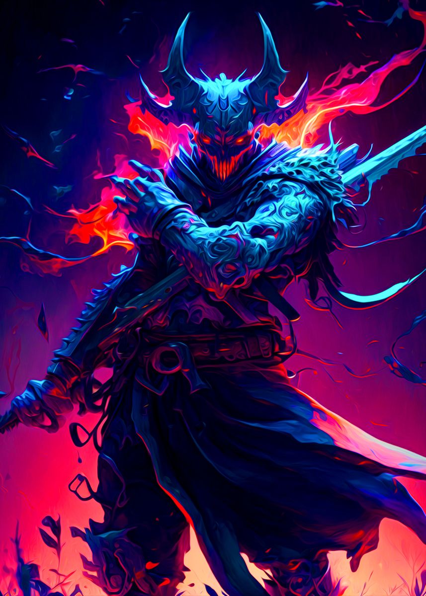 'Demon Warrior' Poster, picture, metal print, paint by khoa doan | Displate