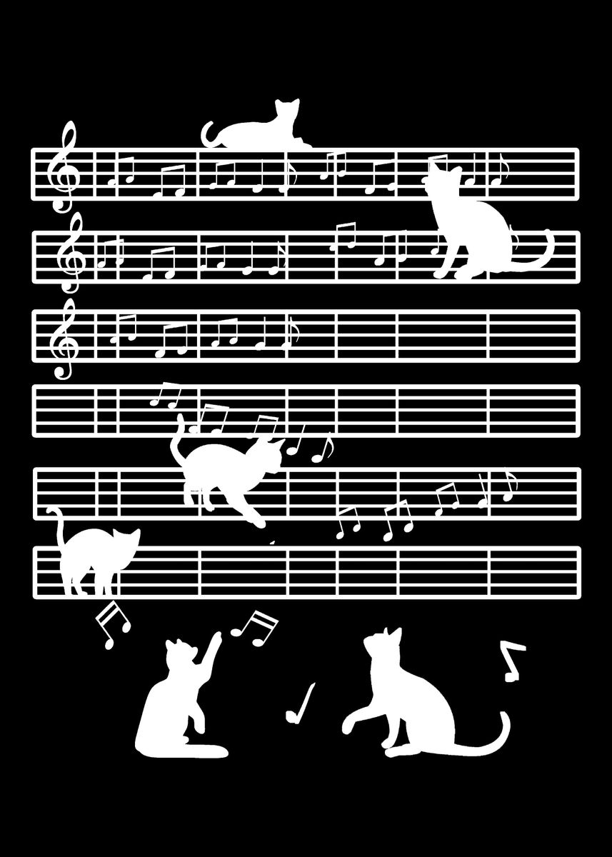 'Cat Playing Music Maestro ' Poster, picture, metal print, paint by ...