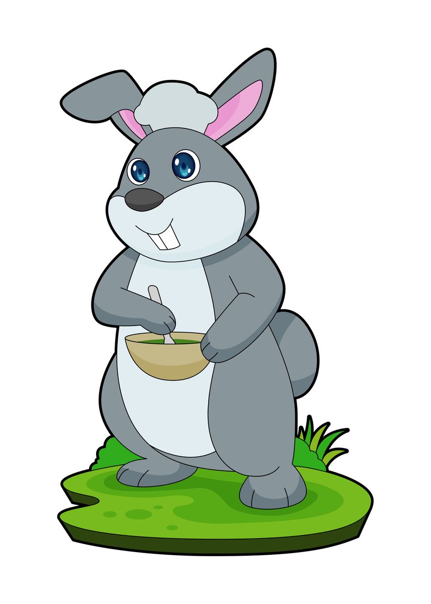 'Rabbit Chef Bowl Spoon' Poster by Markus Schnabel | Displate