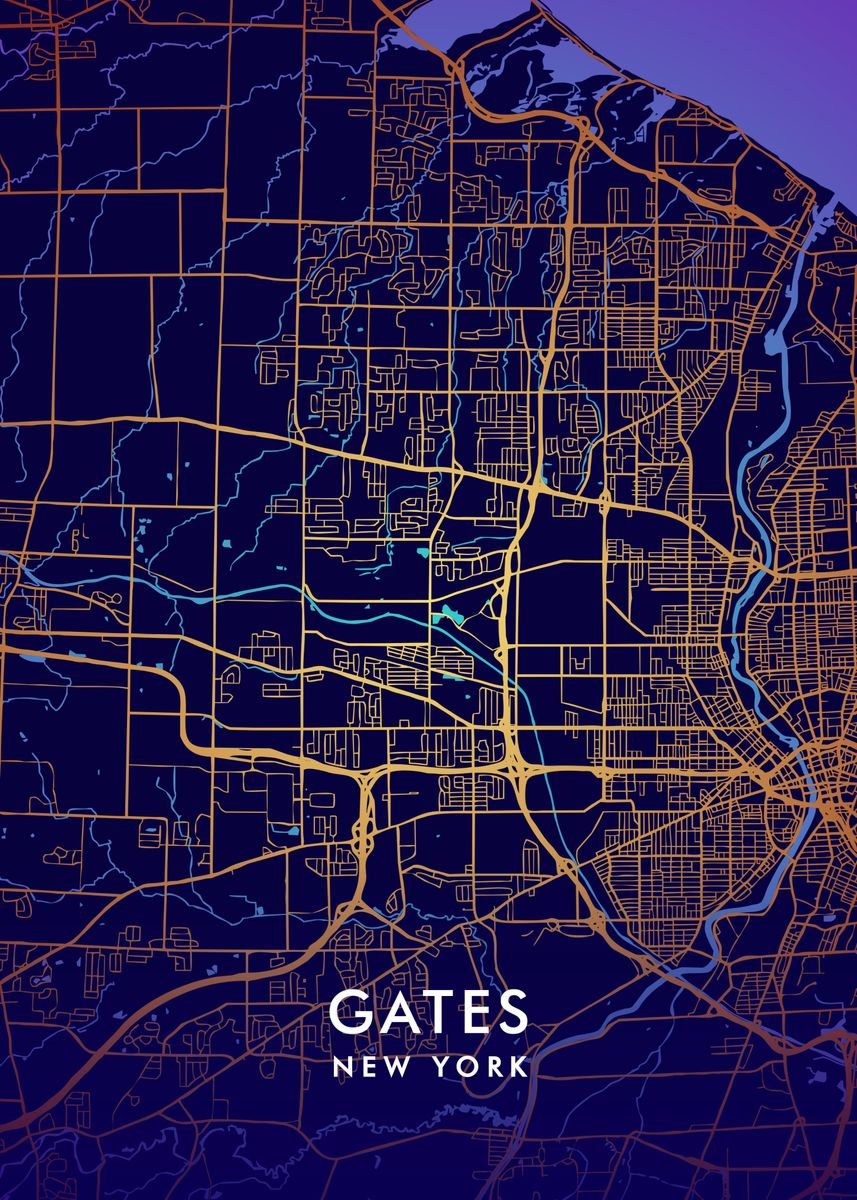 'Gates New York City Map' Poster by Miracle Studio | Displate
