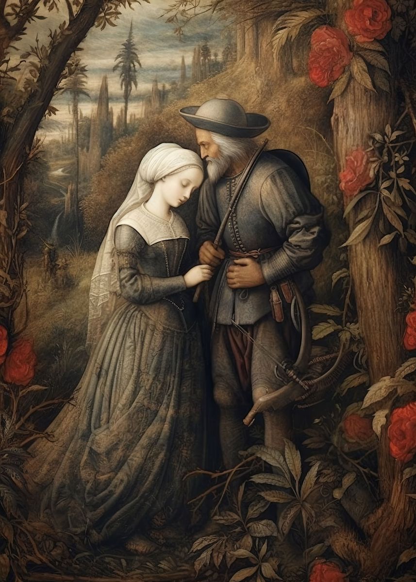 'Autumn Embrace' Poster, picture, metal print, paint by NAMA | Displate