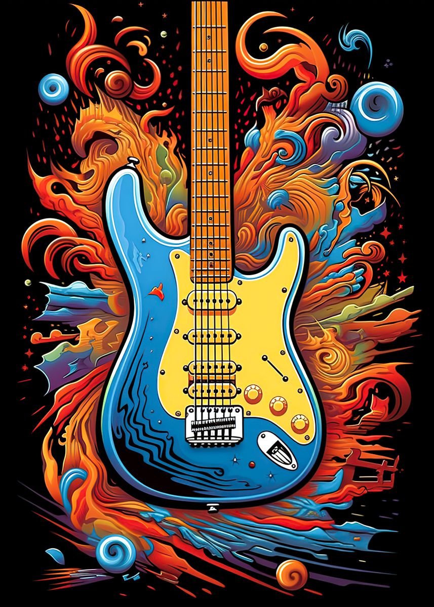 'Guitar Music' Poster, picture, metal print, paint by lauren akaety ...