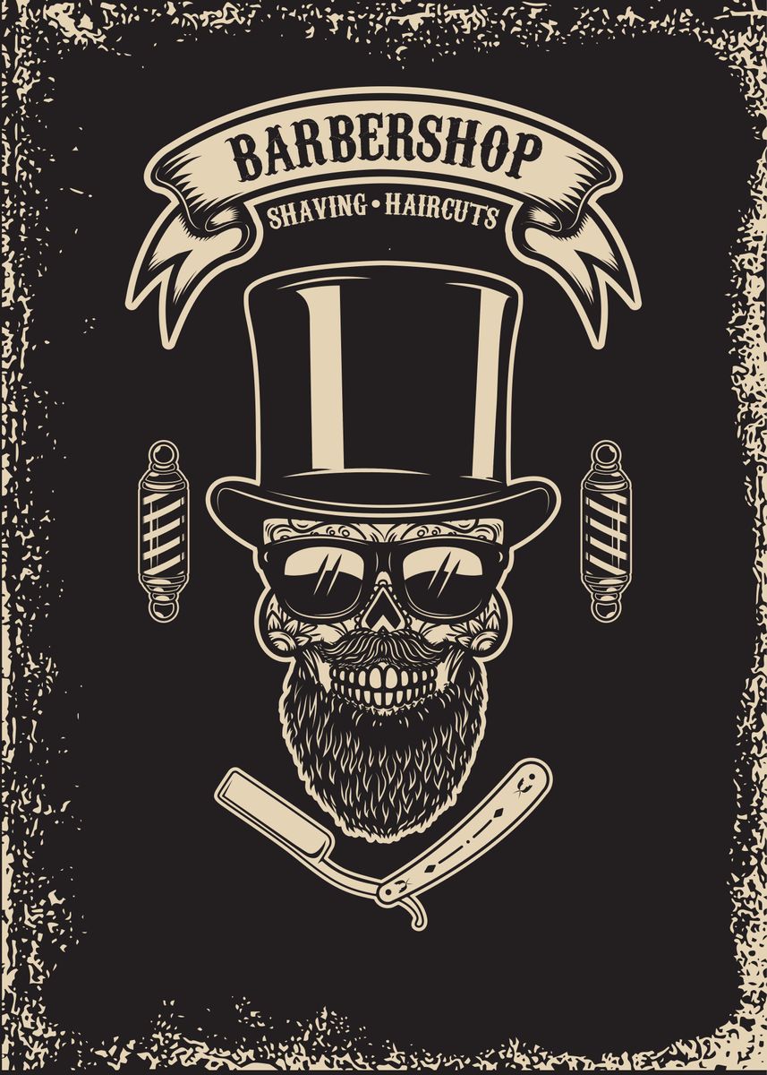 'Barbershop poster' Poster, picture, metal print, paint by VectorHight ...