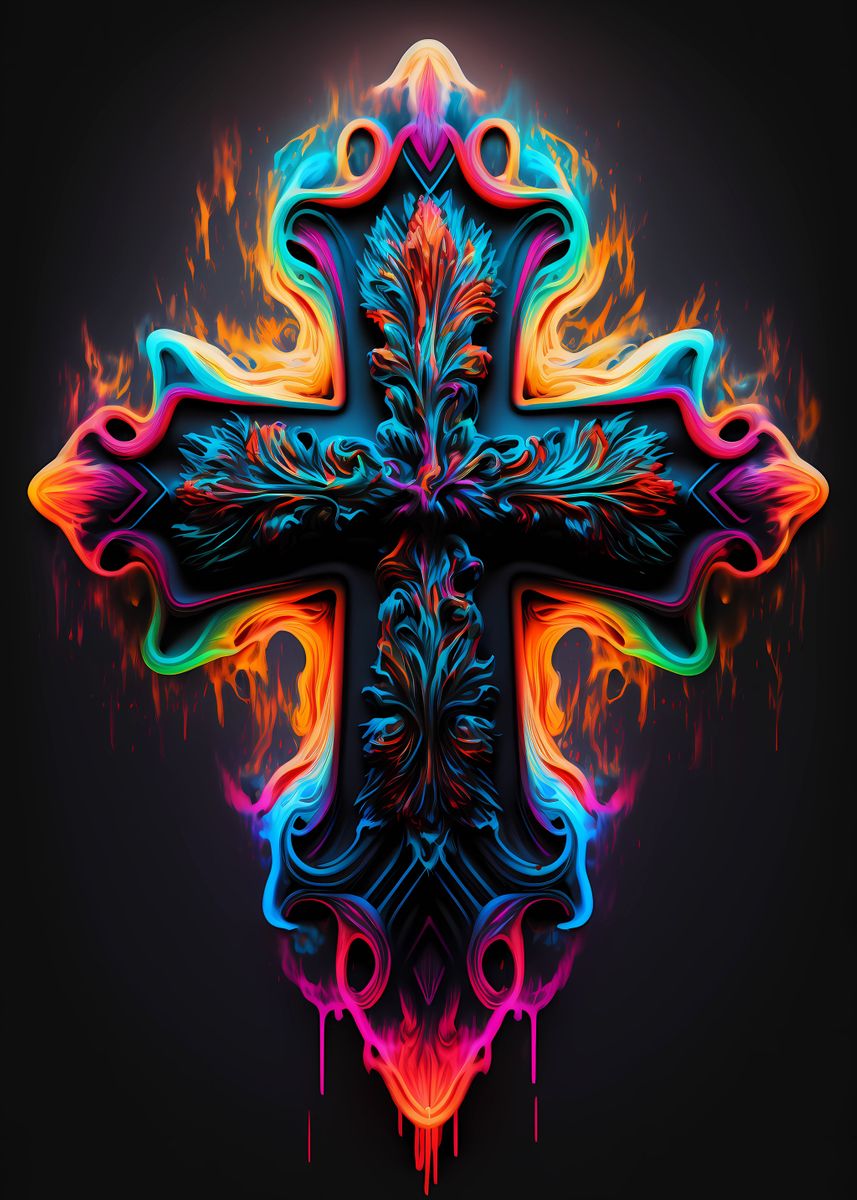 'Cross watercolor art' Poster, picture, metal print, paint by Jiri ...