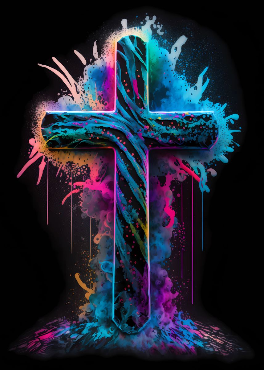 'Cross watercolor art' Poster, picture, metal print, paint by Jiri ...