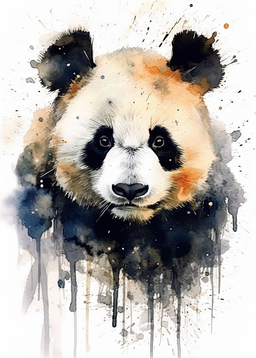 'Panda Watercolor' Poster by Zake Yonkou | Displate