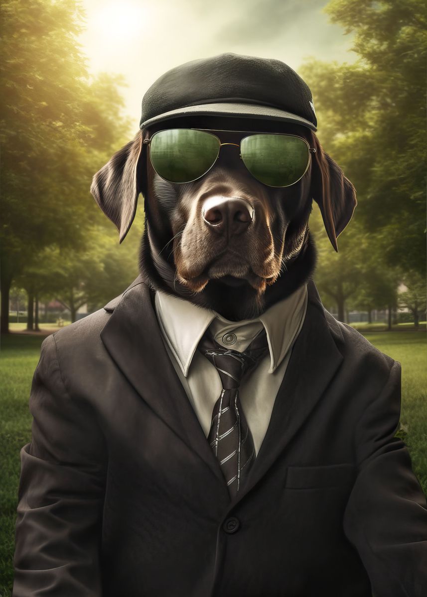 'Gangster Labrador dog' Poster by Arnas Čemerka | Displate