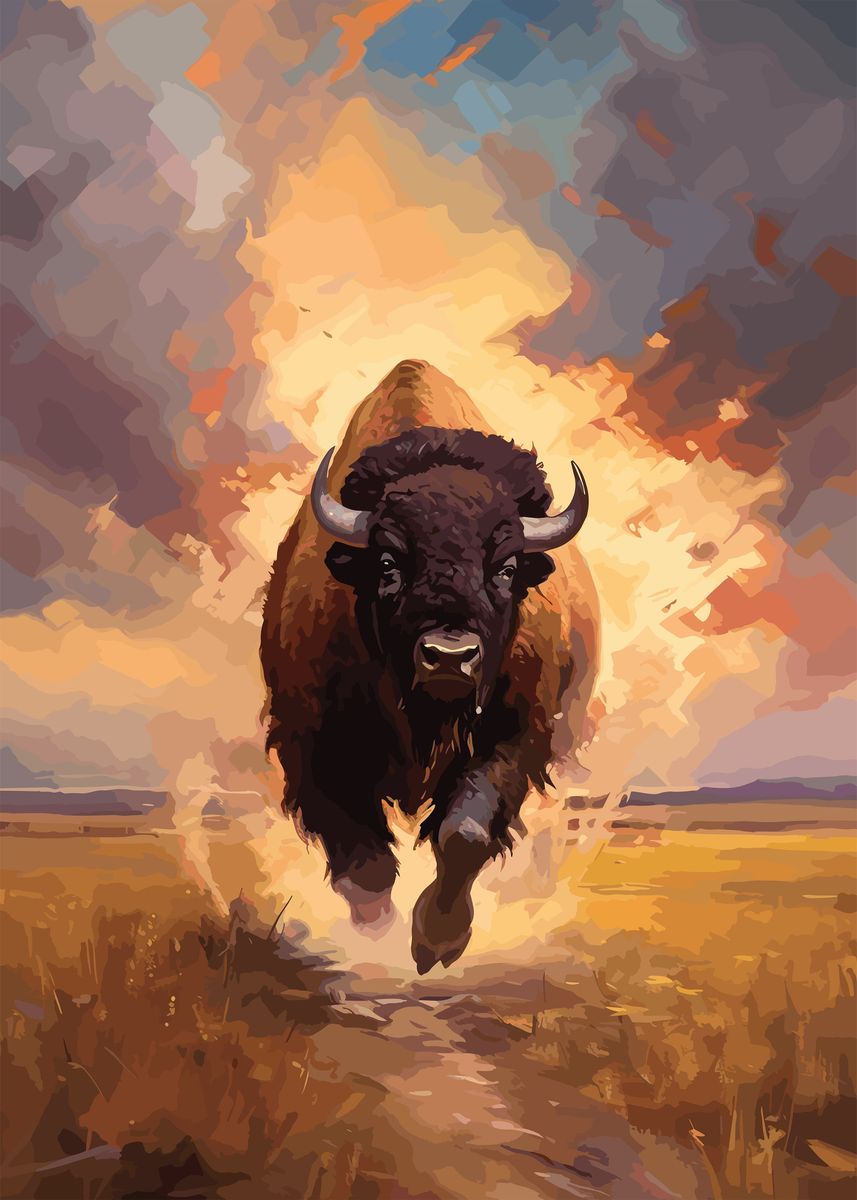 'American Bison' Poster, picture, metal print, paint by Cool Worker ...
