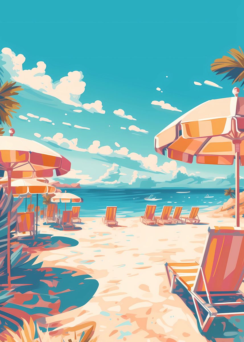 'Beach Vacation' Poster, picture, metal print, paint by DecoyDesign ...