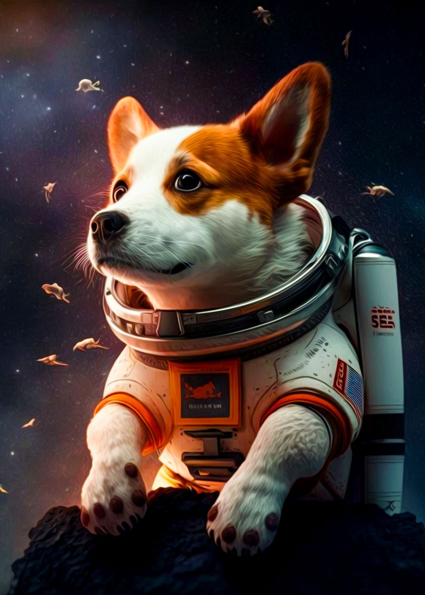 'Dog astronaut' Poster, picture, metal print, paint by berry nguyen ...