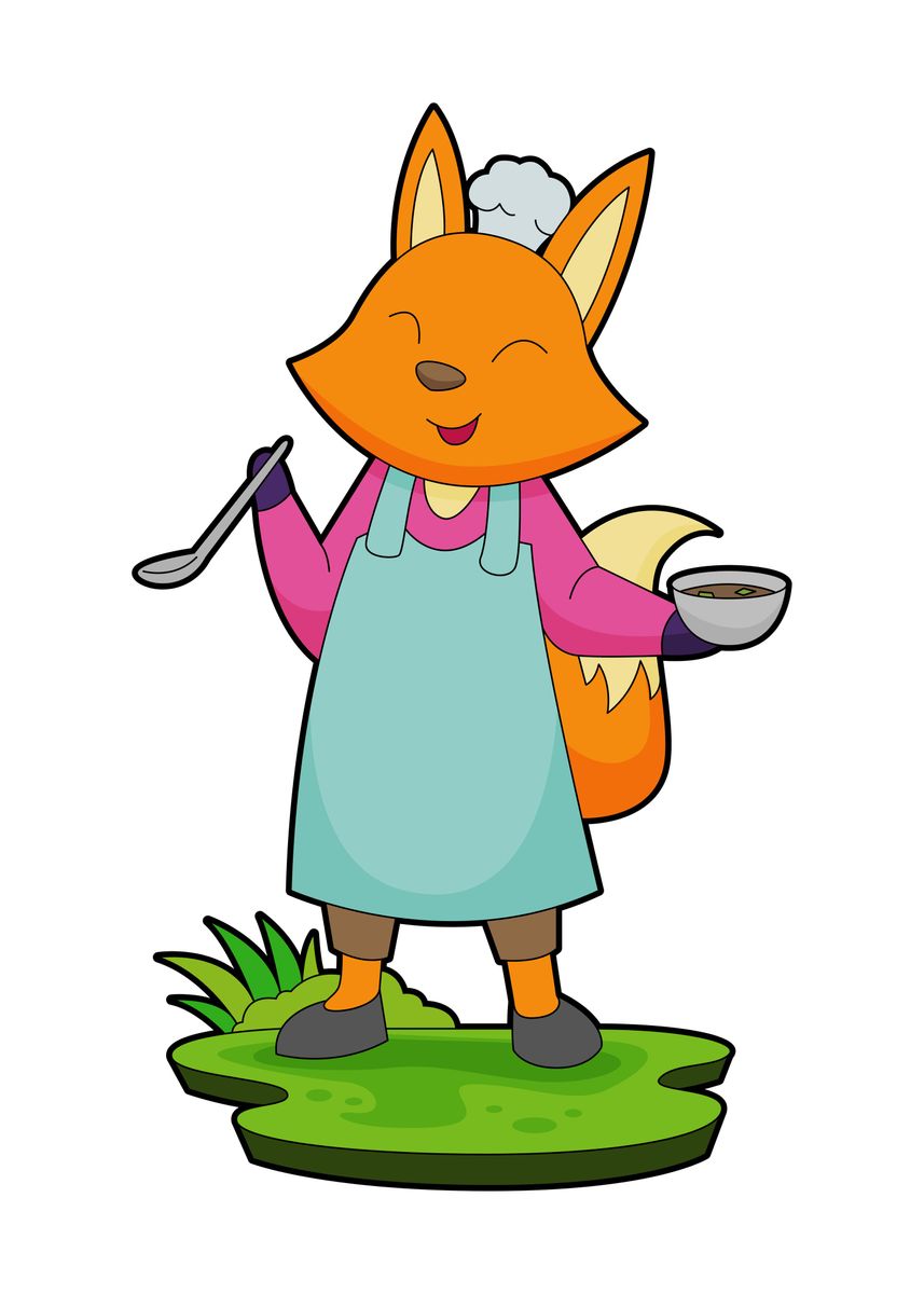 'Fox Chef Bowl ' Poster, picture, metal print, paint by Markus Schnabel ...