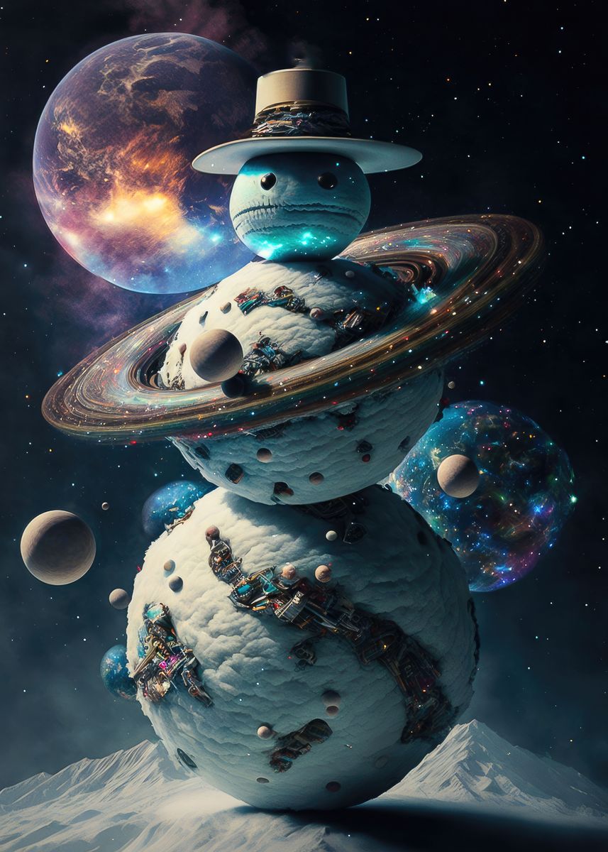 'Cosmic Snowman' Poster, picture, metal print, paint by Astrodeum ...