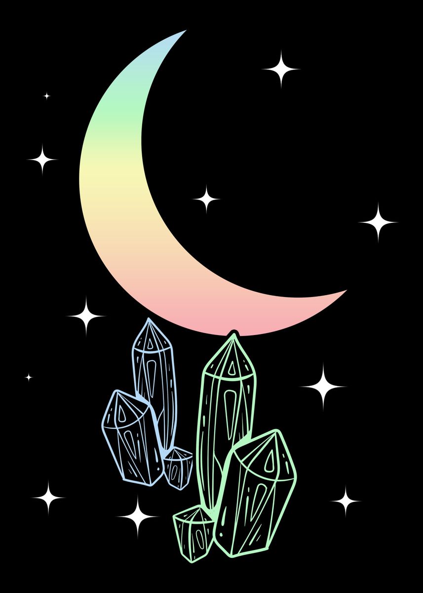 'Pastel Goth Moon' Poster, picture, metal print, paint by ...