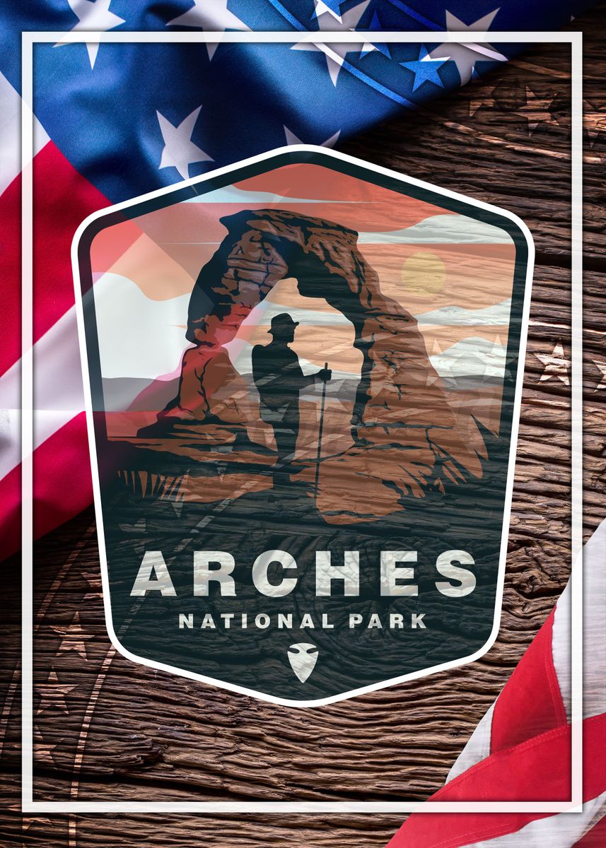 'Arches Park Badge' Poster, picture, metal print, paint by Paulix Bed ...