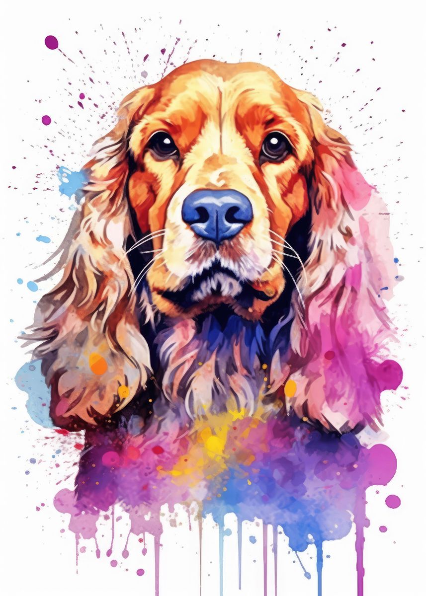 'American Cocker Watercolor' Poster, picture, metal print, paint by ...