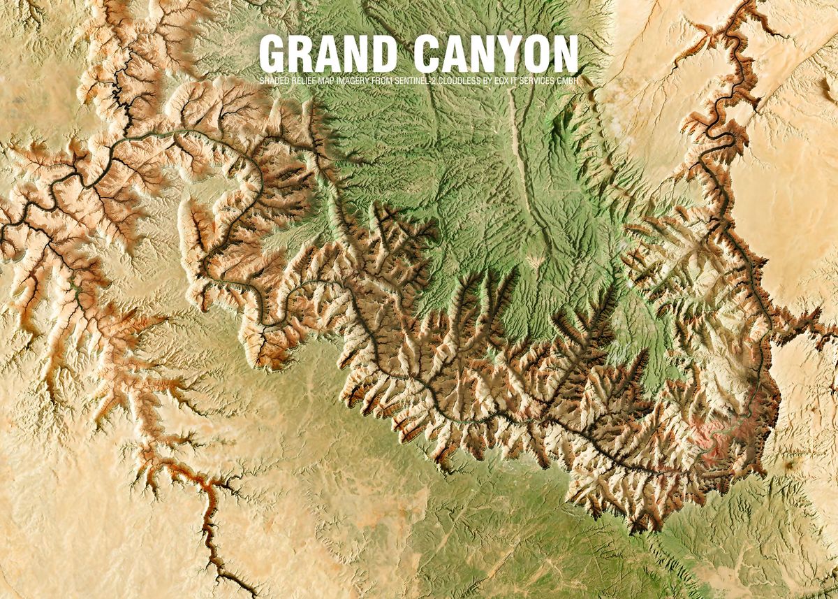 'Grand Canyon relief map' Poster by Liviu Aileni | Displate
