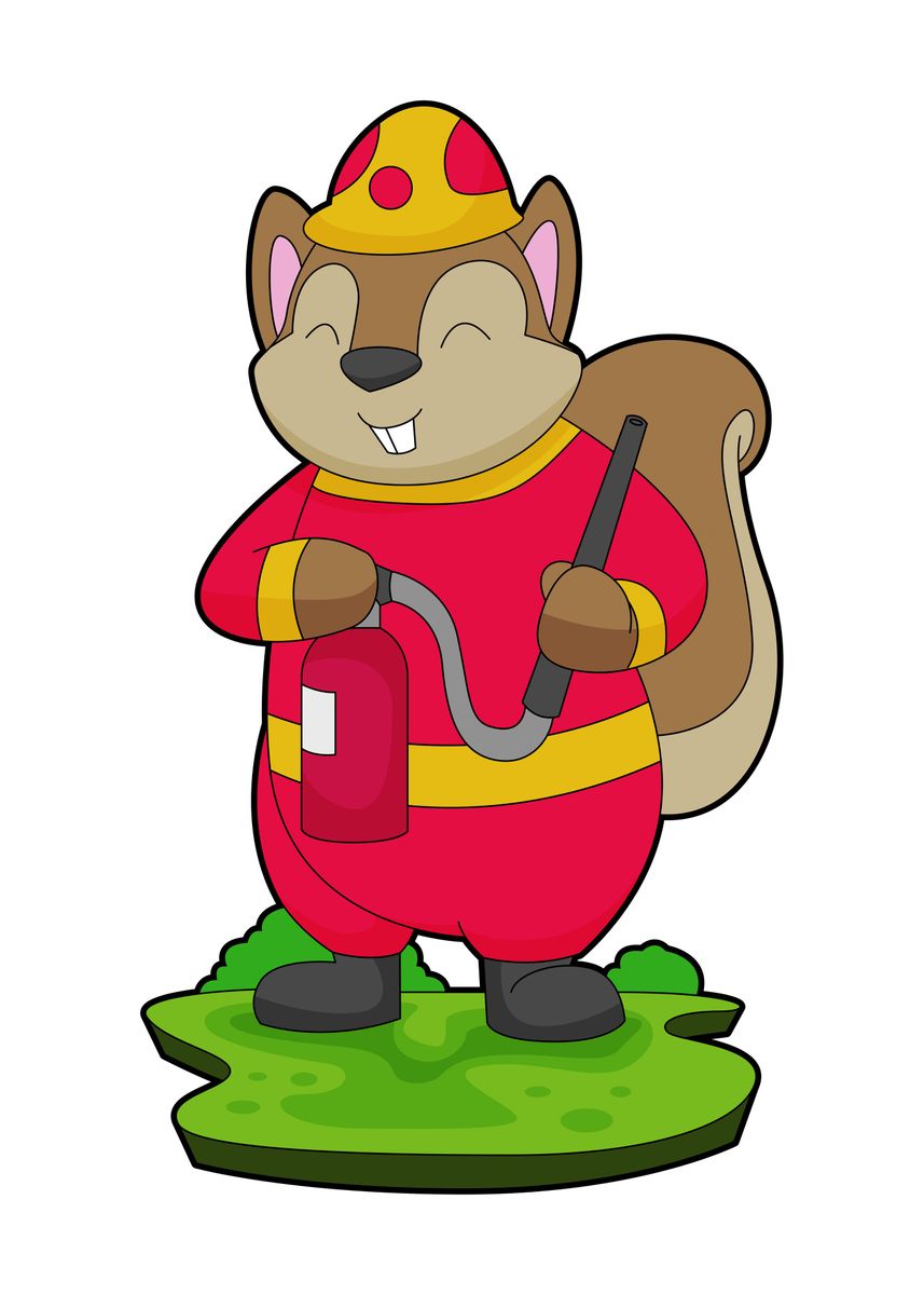 'Squirrel Firefighter ' Poster, picture, metal print, paint by Markus ...