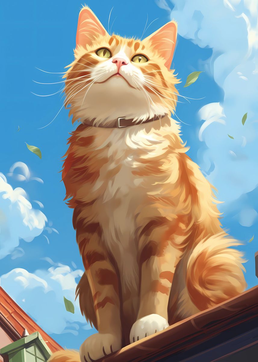 'Cat Sunny Day' Poster, picture, metal print, paint by DecoyDesign ...