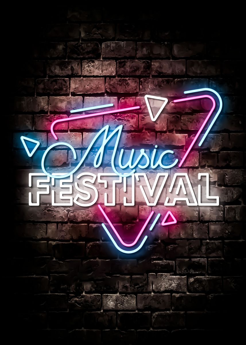 'Music Festival Neon' Poster, picture, metal print, paint by NowFak ...