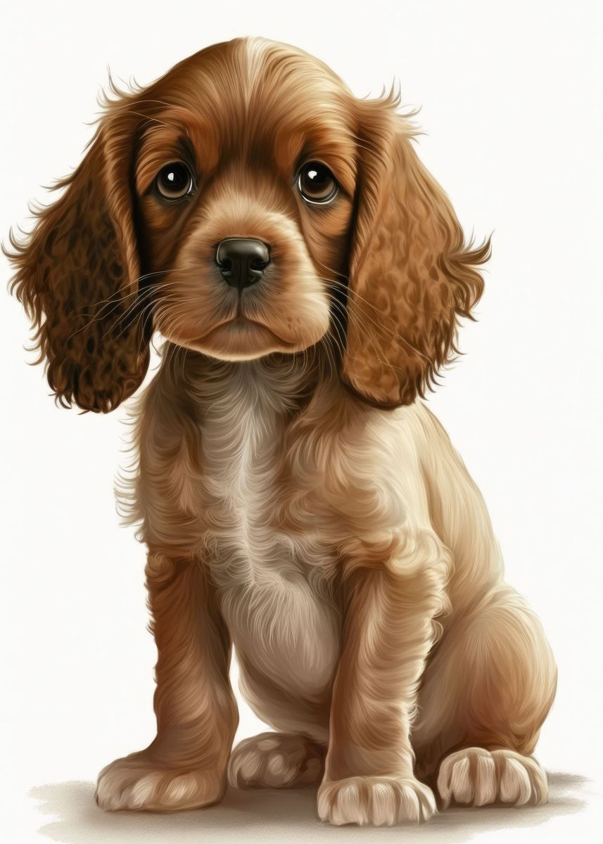 'Cocker Spaniel Dog 01' Poster, picture, metal print, paint by Aloke ...