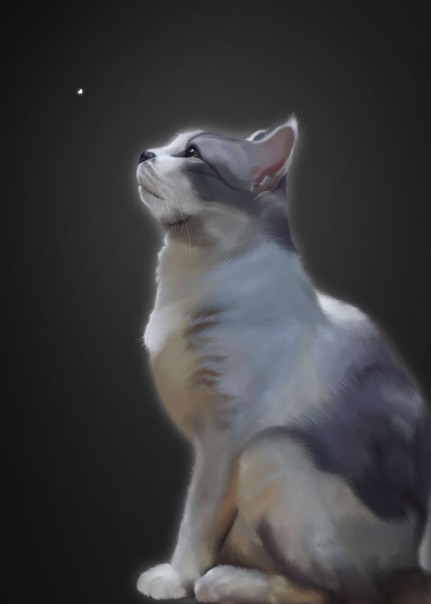 'Hope cat' Poster, picture, metal print, paint by pxlsm studio | Displate