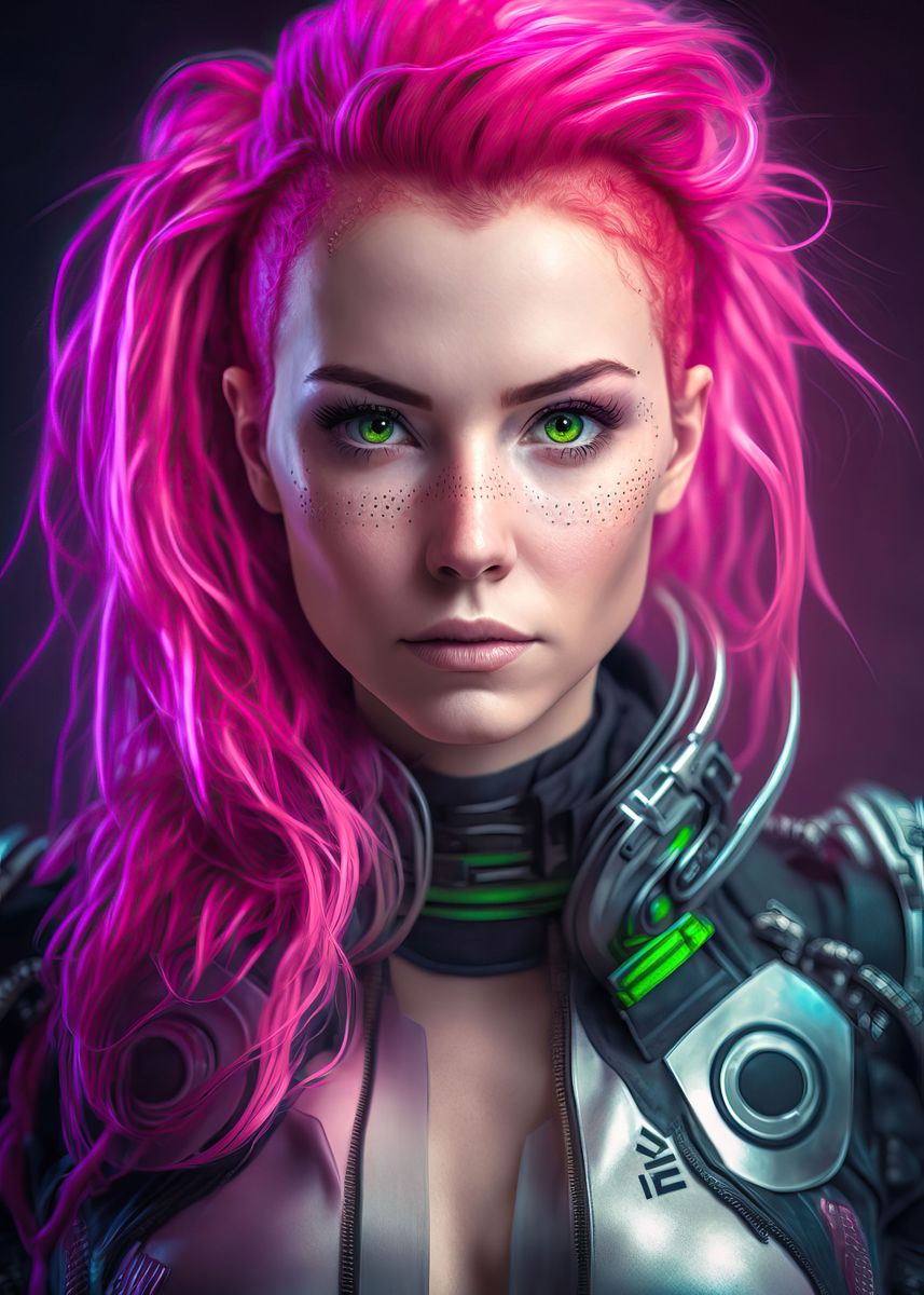 'Cyberpunk Woman 24' Poster, picture, metal print, paint by Matthias ...