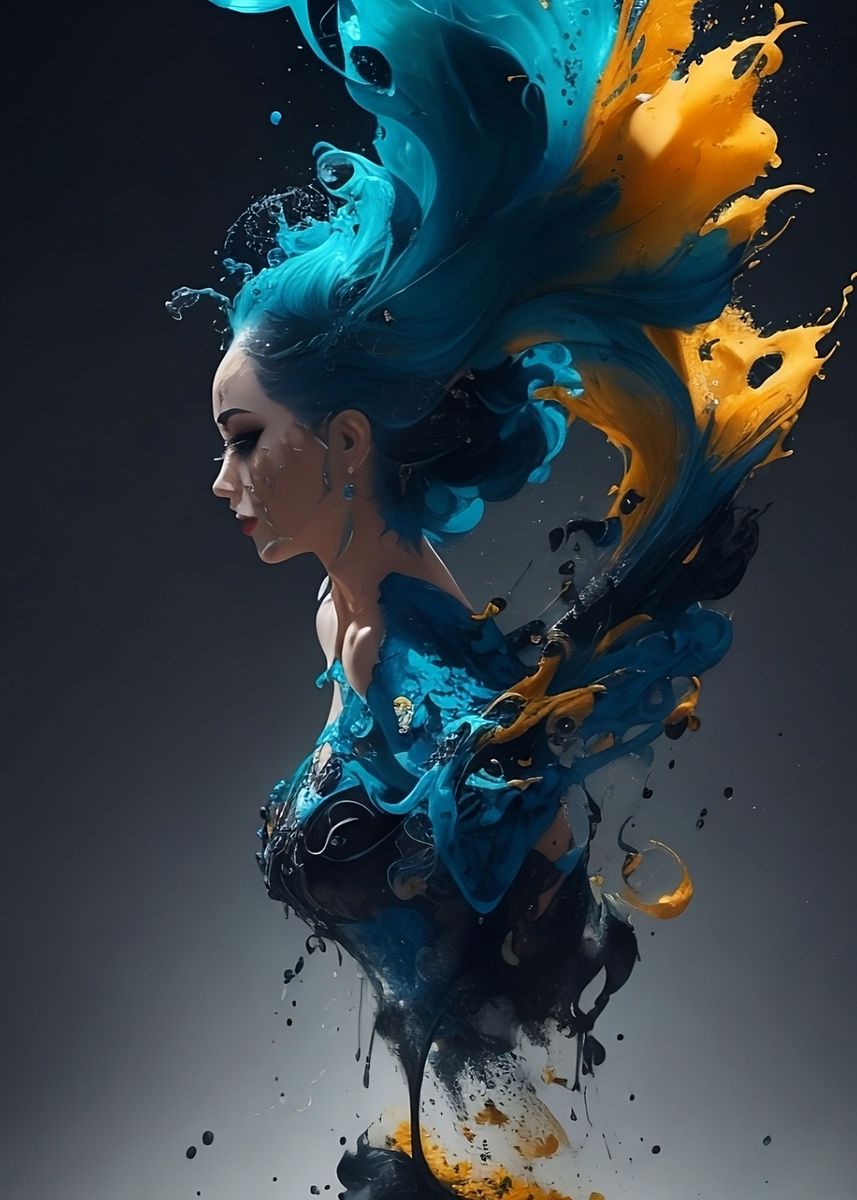 'Ink Girl' Poster, picture, metal print, paint by Tom Cage | Displate