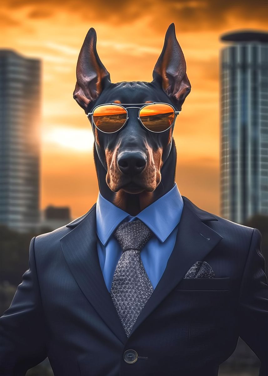 'Boss Doberman dog' Poster, picture, metal print, paint by Karolina ...