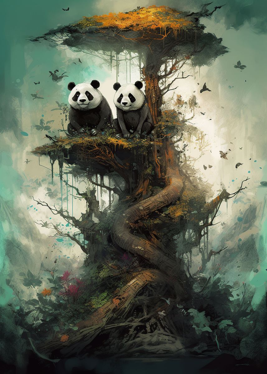 'Panda Harmony Creative Art' Poster by Grimes Brown | Displate