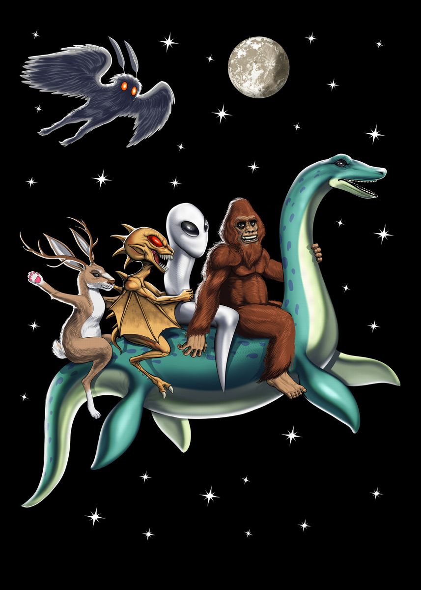 'Cryptid Creatures' Poster, picture, metal print, paint by Psychonautica | Displate