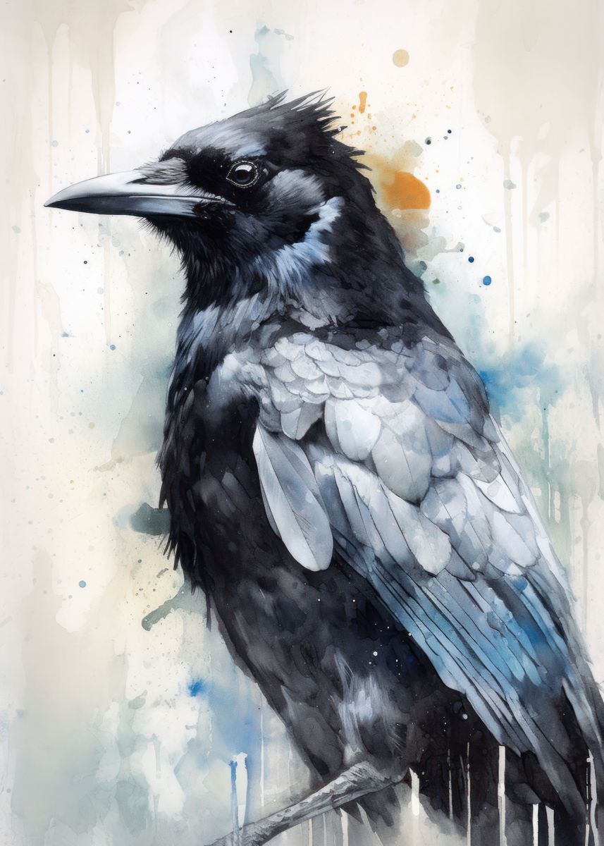 'Magpie Beauty Black Ink' Poster, picture, metal print, paint by Usama ...