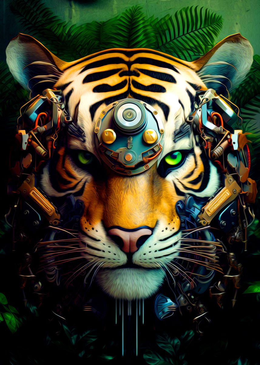 'Tiger' Poster, picture, metal print, paint by Eleon Mailer | Displate