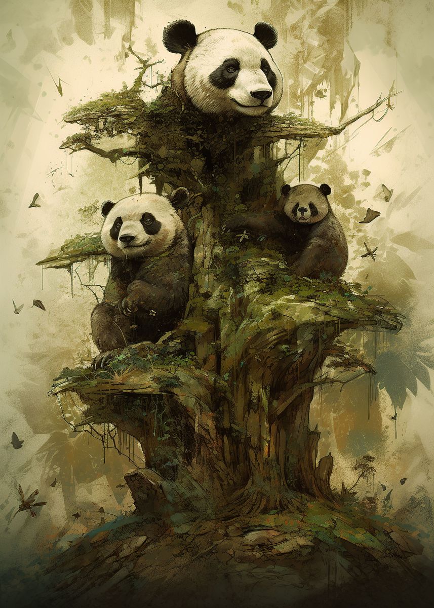 'Panda Whimsy Digital Art ' Poster, picture, metal print, paint by ...
