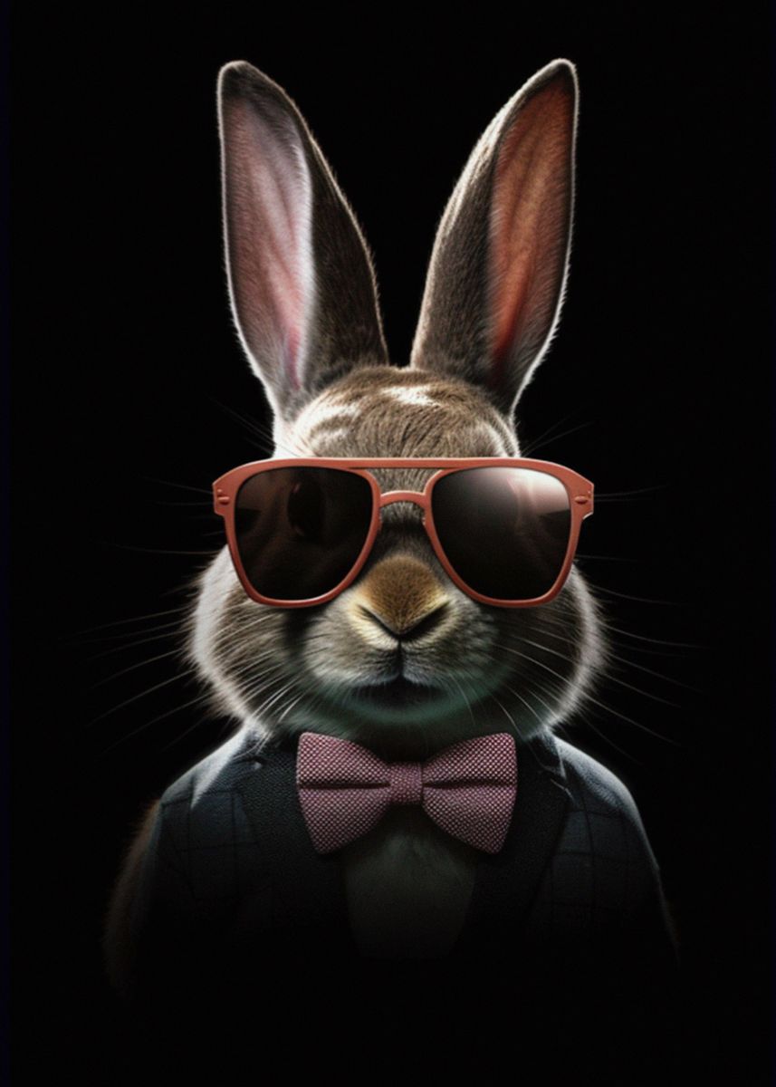 'Cute Rabbit Glasses' Poster, picture, metal print, paint by P U F F Y ...