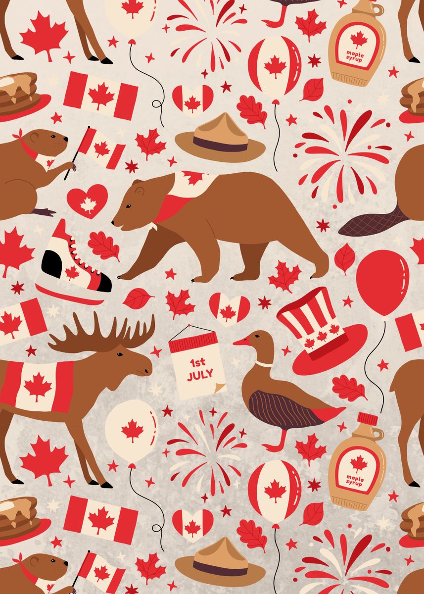'Canadian Day Pattern' Poster, picture, metal print, paint by Wyld ...