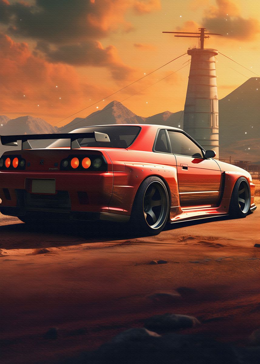 'Nissan Skyline GTR R32' Poster, picture, metal print, paint by ...