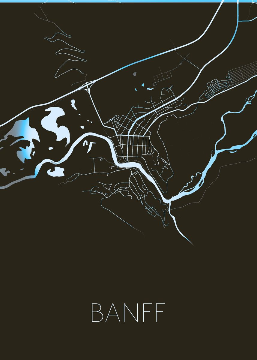 'Black blue Banff town ' Poster, picture, metal print, paint by Vardi ...